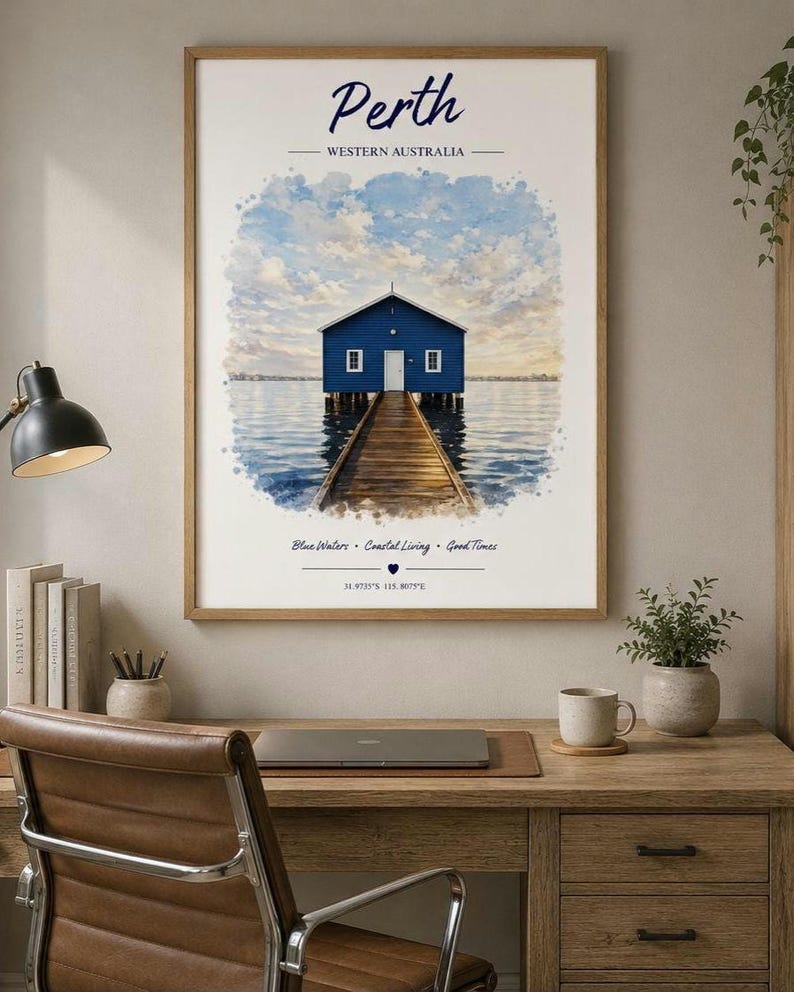 Perth Western Australia Iconic Blue Boathouse | Perth Artwork | Perth ...