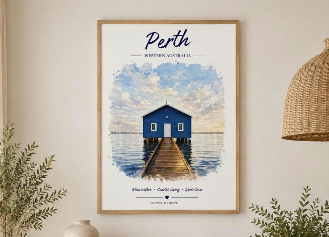 Perth Western Australia Iconic Blue Boathouse | Perth Artwork | Perth ...