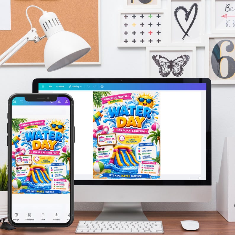 Water Day Flyer Template | Editable Canva Splash Day Poster (8.5x11 ...