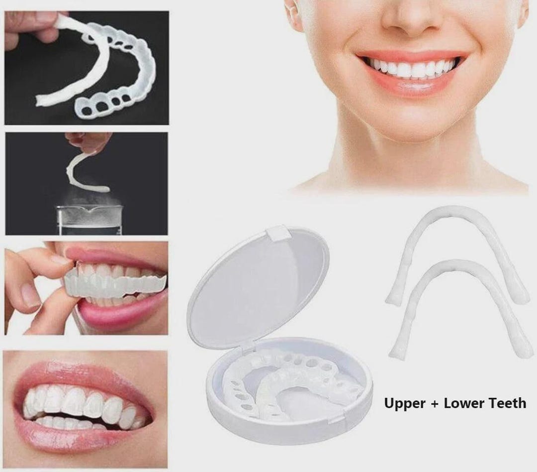 Smile Snap on Upper + Lower False Teeth Dental Veneers Denture Tooth ...