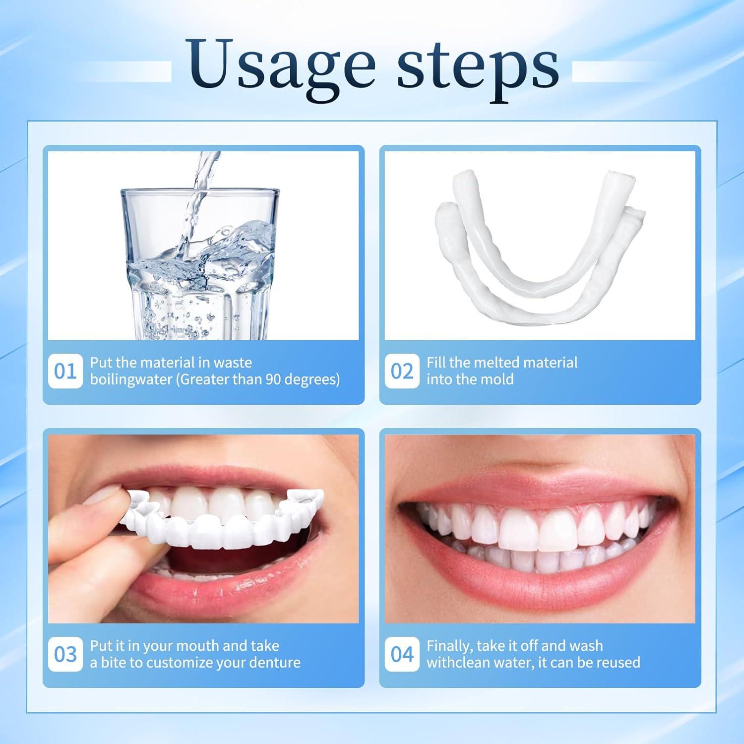 Smile Snap on Upper + Lower False Teeth Dental Veneers Denture Tooth ...