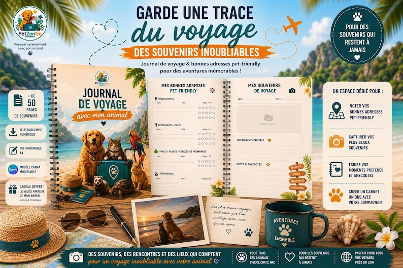 Traveling Abroad With Your Pet | PDF Planner + Editable Canva Template ...