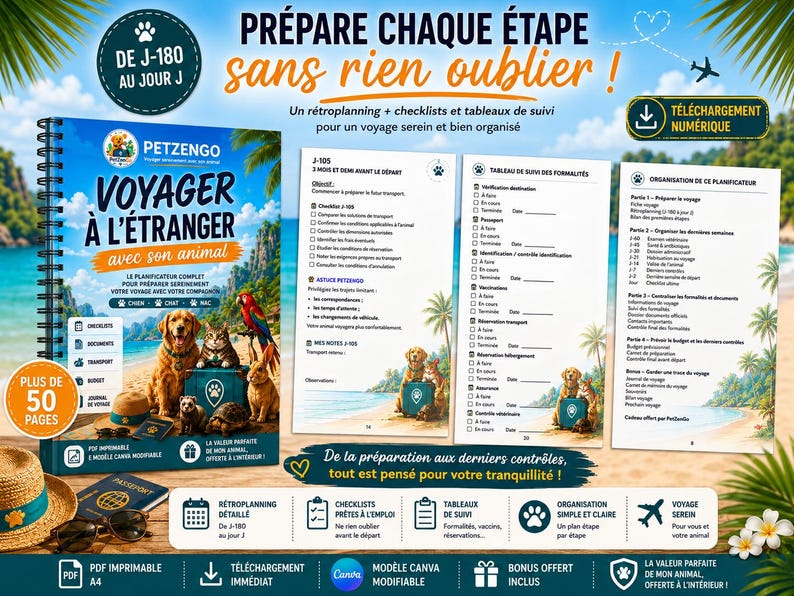 Traveling Abroad With Your Pet | PDF Planner + Editable Canva Template ...