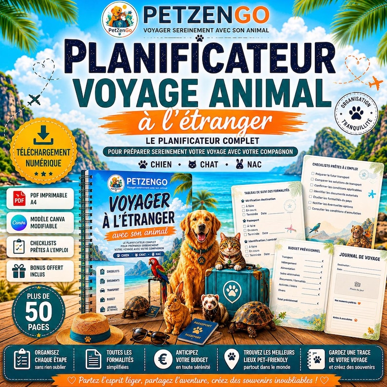 Traveling Abroad With Your Pet | PDF Planner + Editable Canva Template ...