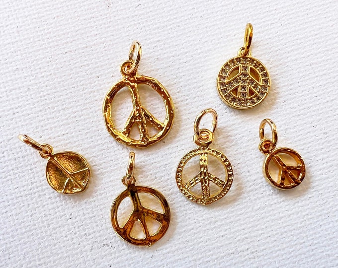 1pc Gold Peace Sign Boho Style Charm Rustic Peace Symbol Peace Charm ...
