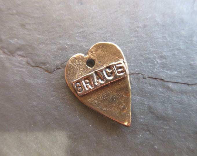 Pure Bronze "grace" Heart Charm 15mm X 21mm 2-sided Rustic Sundance ...