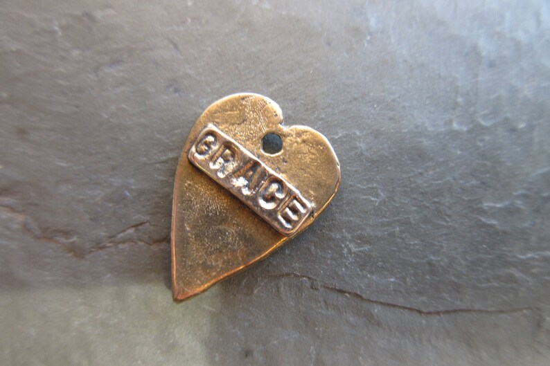 Pure Bronze GRACE Heart charm 15mm x 21mm 2-sided | Etsy