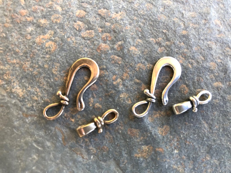 Pure Bronze Hook & Eye Clasp 2pc Artisan Style Rustic Clasp | Etsy