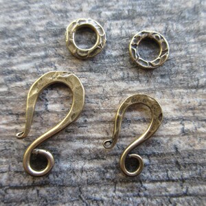 Pure Bronze Hook & Eye Clasp 2pc Artisan Style Hammered Finish Oxidized ...