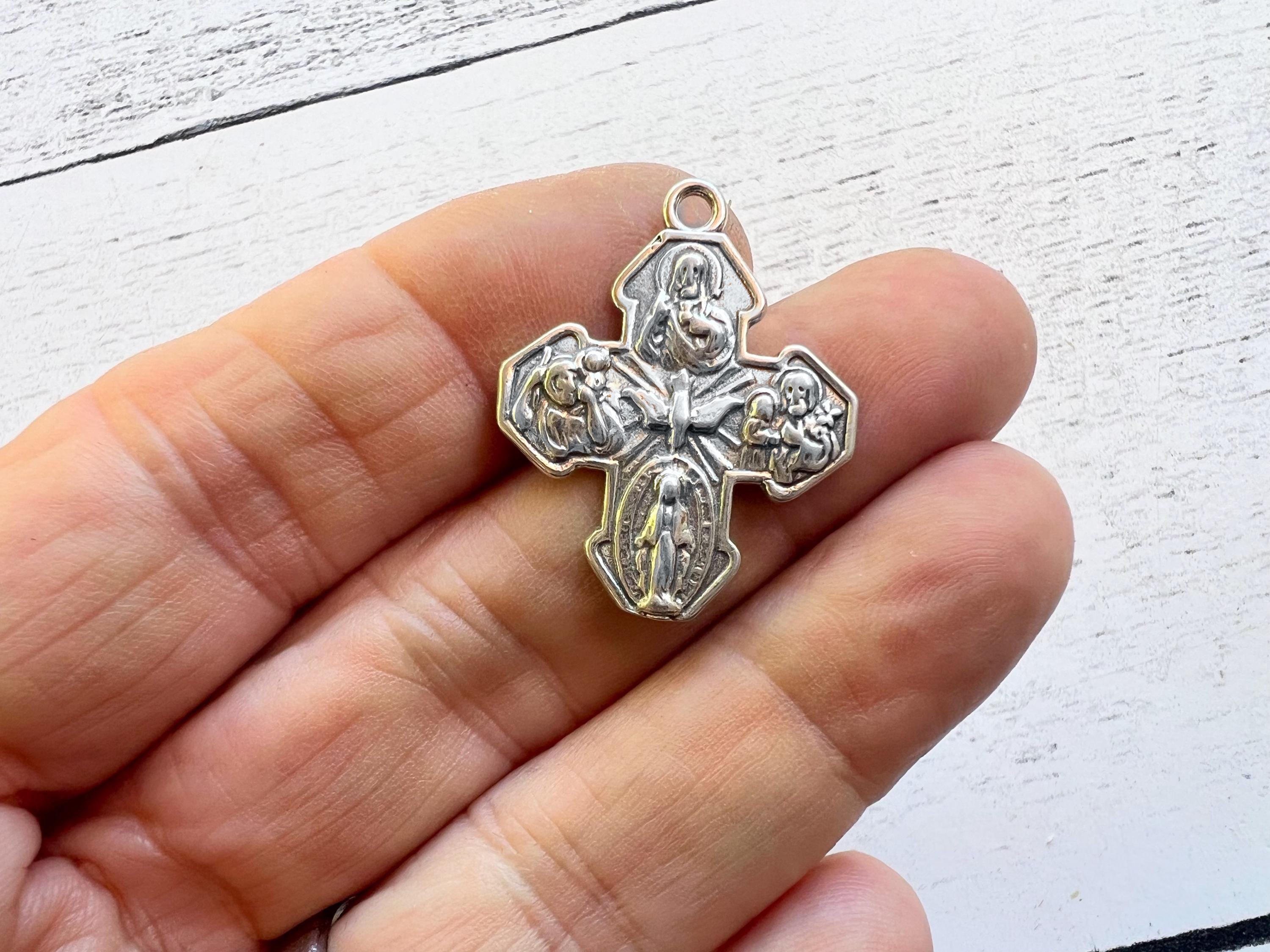 1pc Scapular Medal 4 Way Cross Pendant Sterling Silver Vintage ...