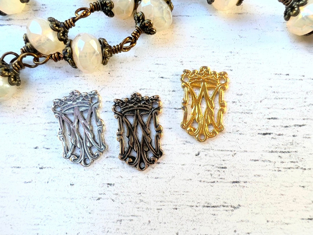 1pc Auspice Maria Rosary Centerpiece W/crown 11mm X 17mm Vintage ...