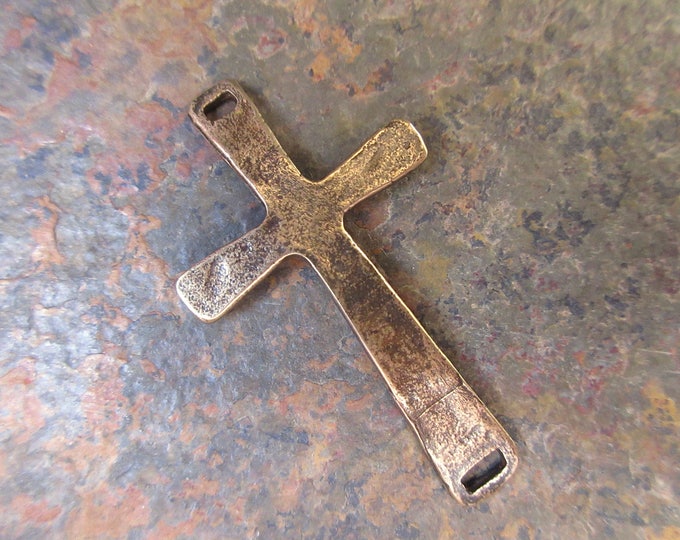 Rustic Connector Cross 100% Solid Bronze Artisan Style 41mm X 24mm ...