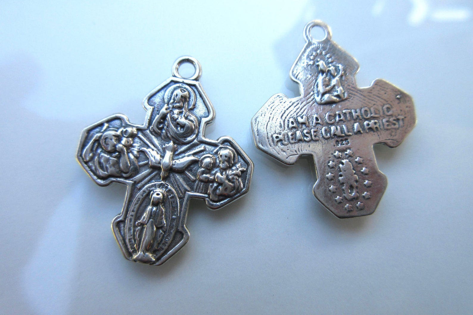 1pc Scapular Medal 4 Way Cross Pendant Sterling Silver Vintage - Etsy