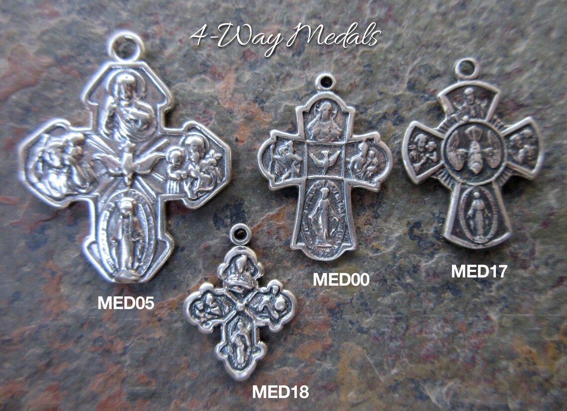 1pc Scapular Medal 4 Way Cross Pendant Sterling Silver Vintage ...