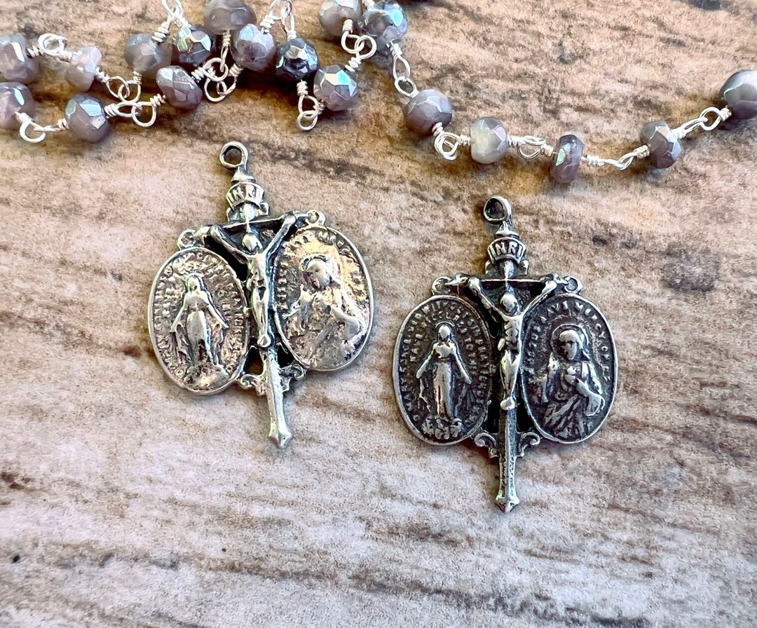 1pc 3-way Pardon Indulgence Crucifix Miraculous Medal and Sacred Heart ...