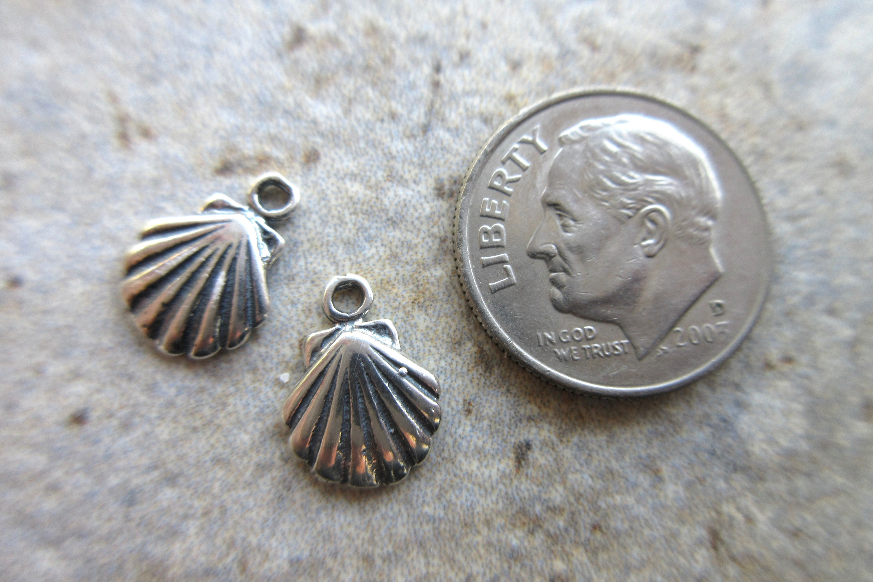 2pc Small Shell Charms Sterling Silver 925 9mm X 11mm Silver - Etsy