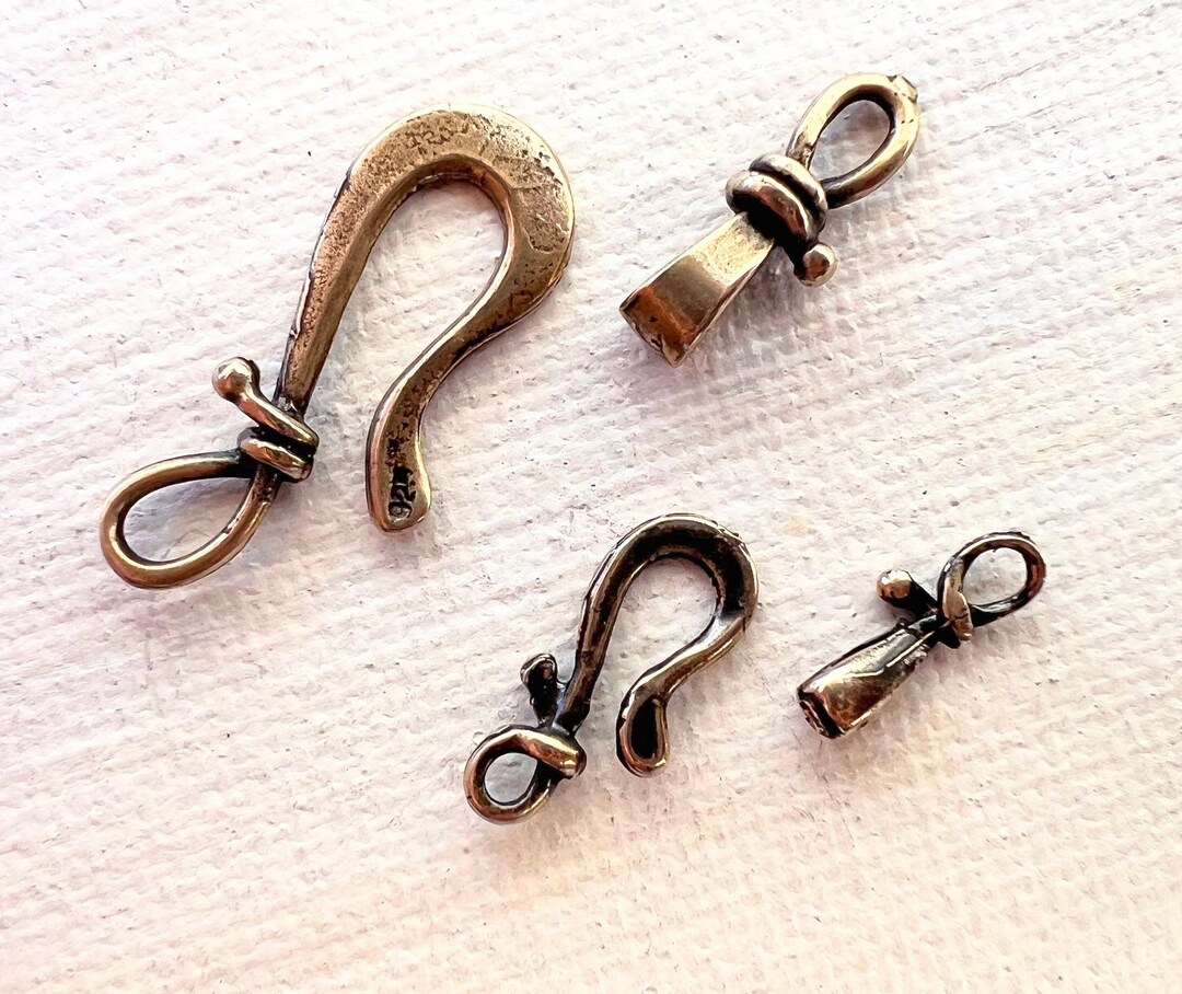Pure Bronze Hook & Eye Clasp 2pc Artisan Style Rustic Clasp 2 Sizes ...