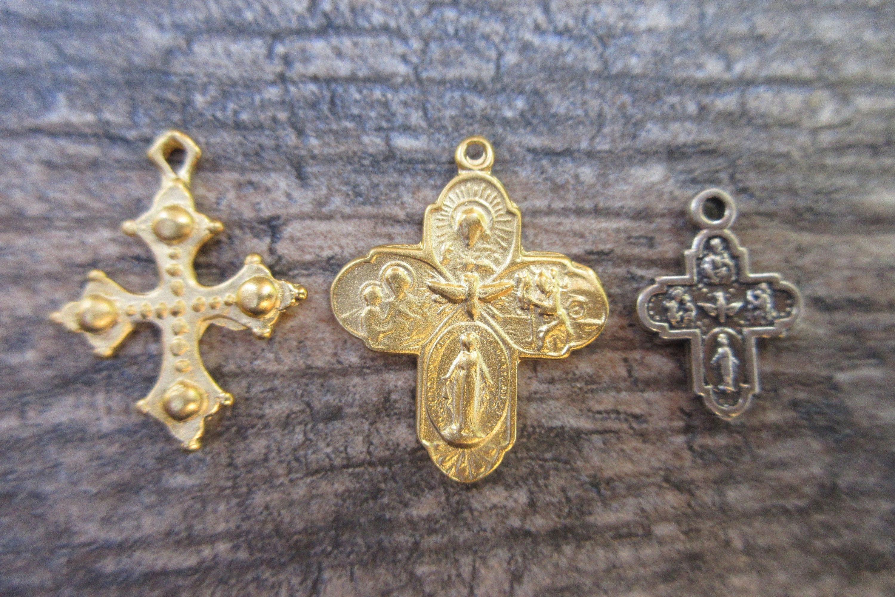4-way Cross Medal 18k Matt Gold Plated Sterling Silver 20mm X - Etsy