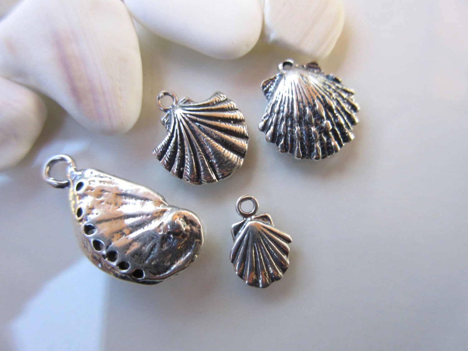 2pc Small Shell Charms Sterling Silver 925 9mm X 11mm Silver - Etsy