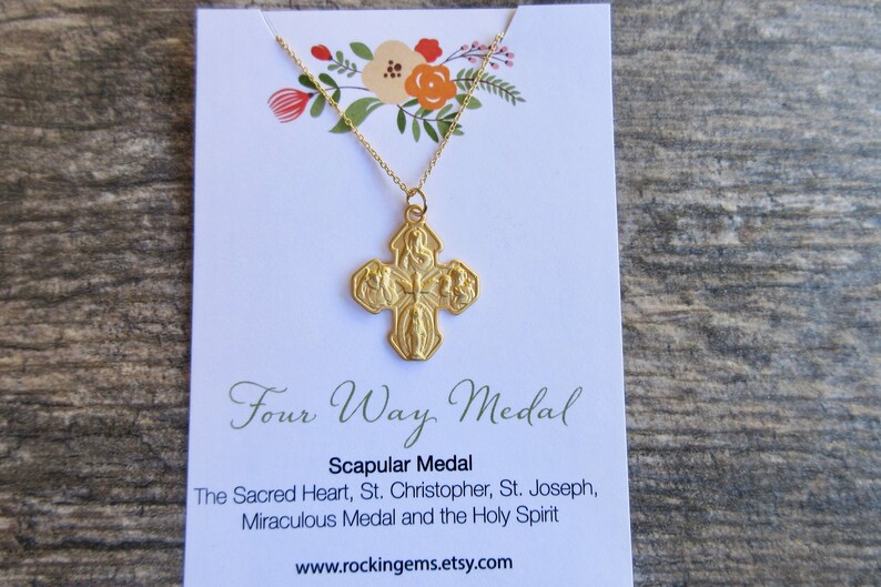 Scapular Four-way Medal Necklace Sterling Silver or 18k Gold - Etsy