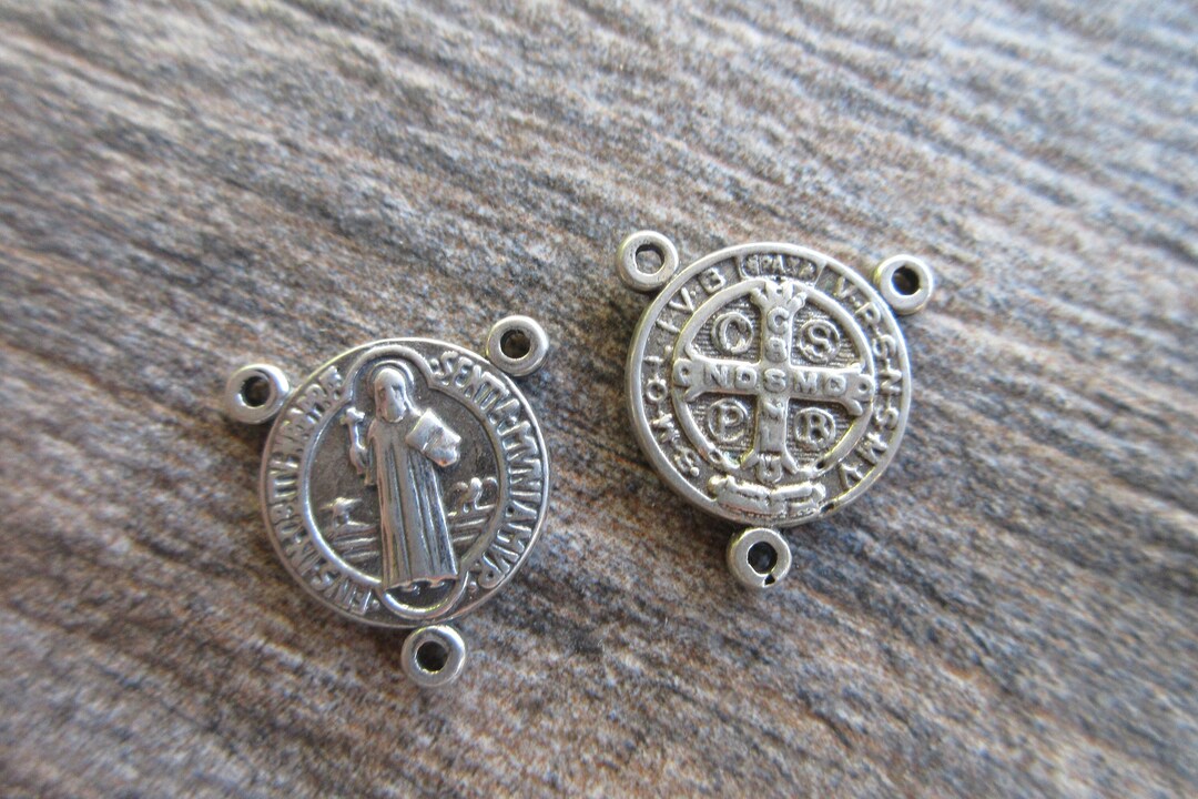 St. Benedict Rosary Centerpiece Sterling Silver or Silver Plate Vintage ...