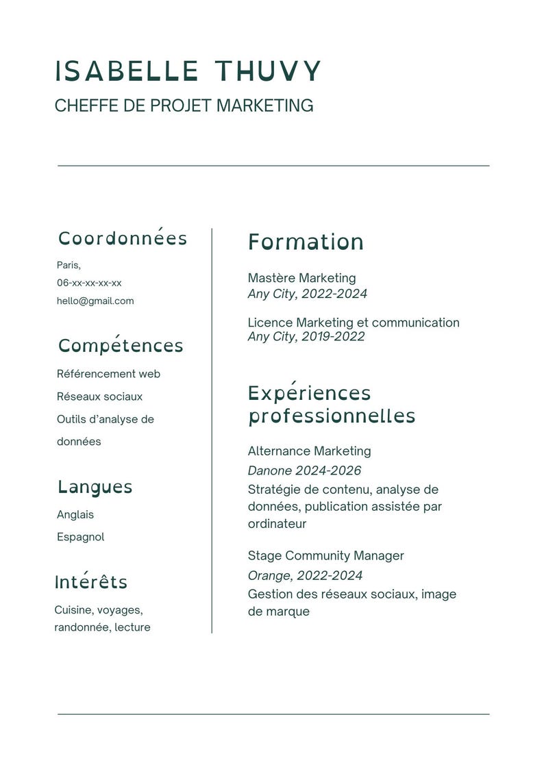 Minimalist CV Template Canva, Clean and Elegant CV Template ...