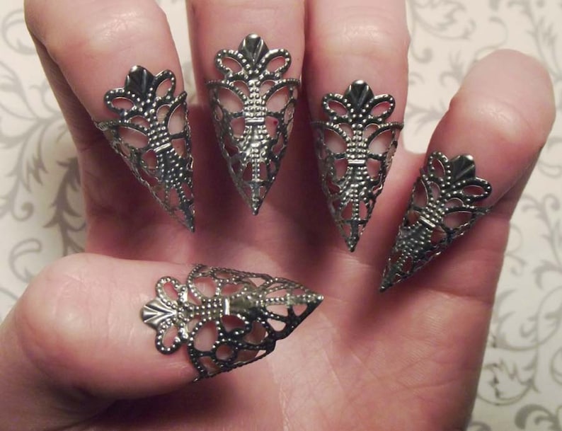 Garras de dragón metalizadas // Armadura de clavos // Conjunto de 5 ...