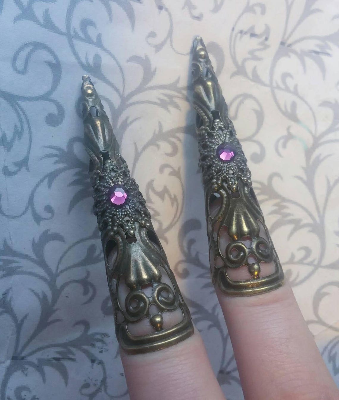 Druid Accent Claw With Custom Color Crystal // Antiqued Bronze - Etsy