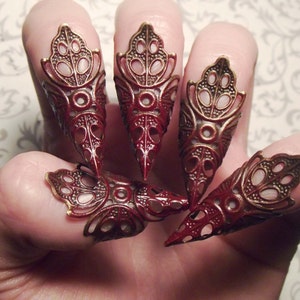 Color Tipped Bronze Leaf Claws // Set of 5 // Custom Color - Etsy
