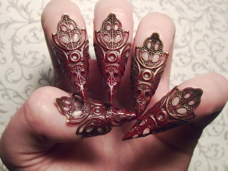 Color Tipped Bronze Leaf Claws // Set of 5 // Custom Color - Etsy