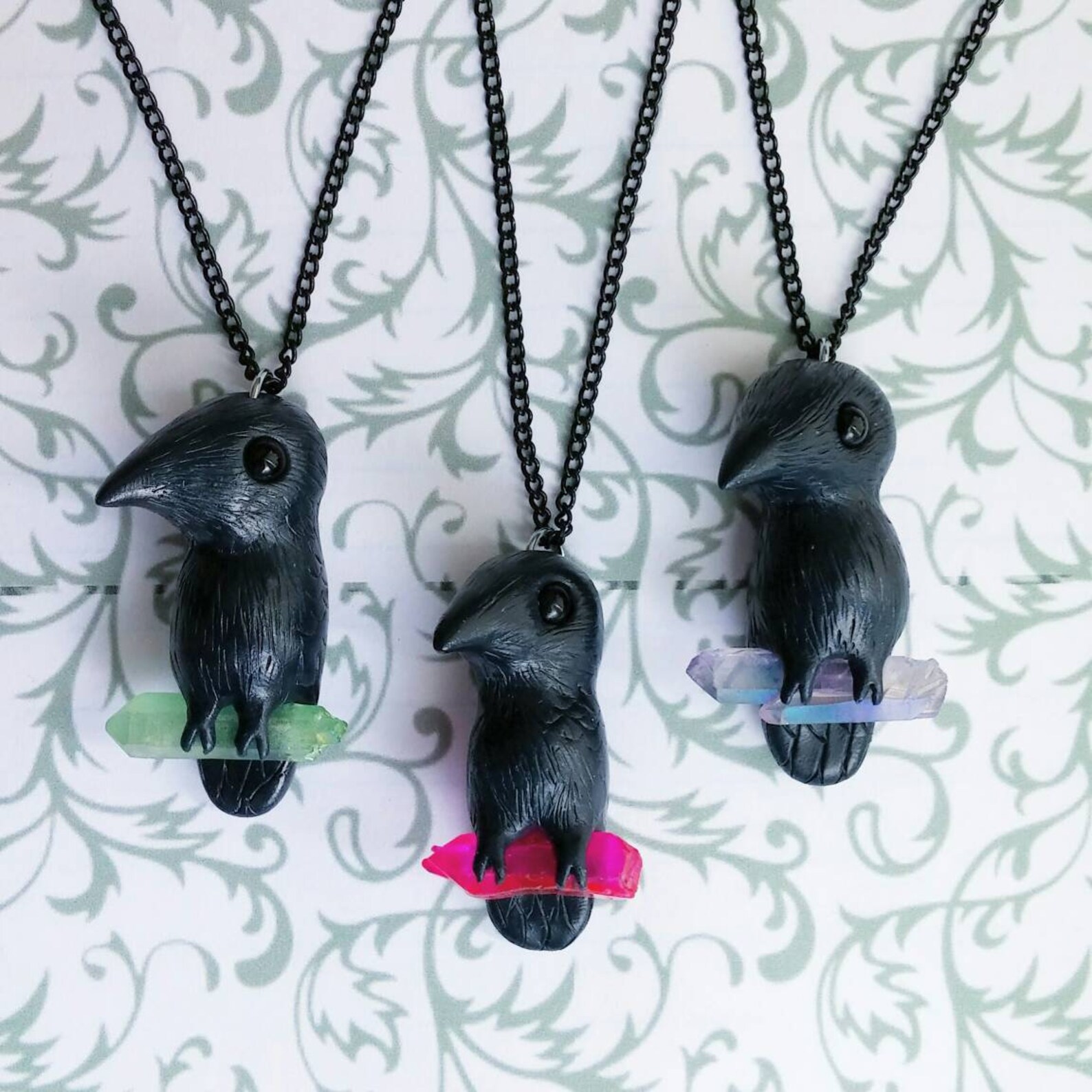 Crystal Raven Necklace - Etsy