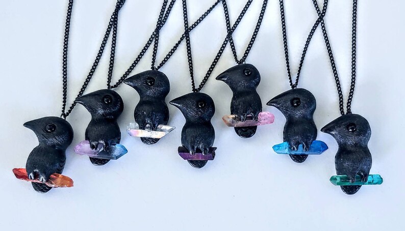 Crystal Raven Necklace - Etsy