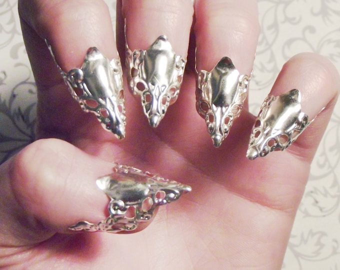 Silver Banshee Nail Armor // Set of 5 - Etsy