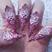 Color Tipped Silver Leaf Claws // Set of 5 // Green, Blue, Red, Purple ...