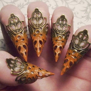 Color Tipped Bronze Leaf Claws // Set of 5 // Custom Color - Etsy