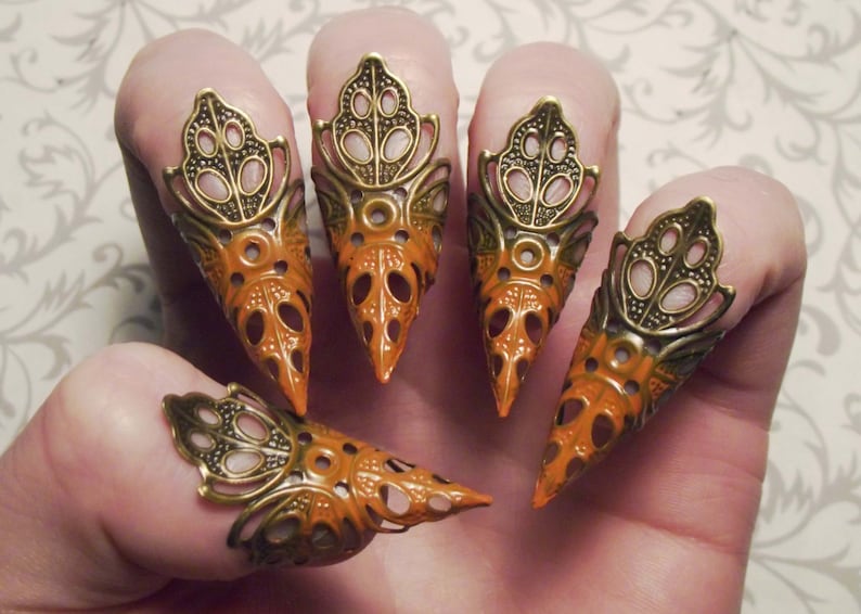 Color Tipped Bronze Leaf Claws // Set of 5 // Custom Color - Etsy