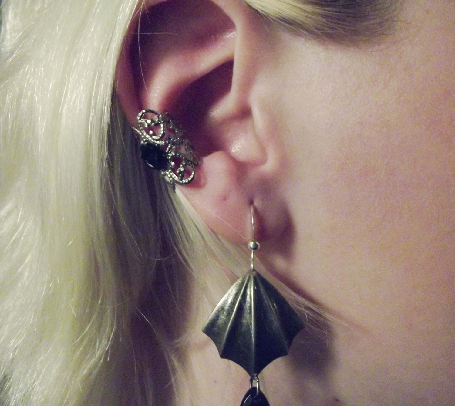 Crystal Ear Cuffs // Silver Bronze or Gold // Custom Color | Etsy