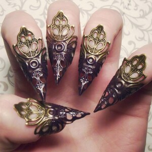 Color Tipped Bronze Leaf Claws // Set of 5 // Custom Color - Etsy