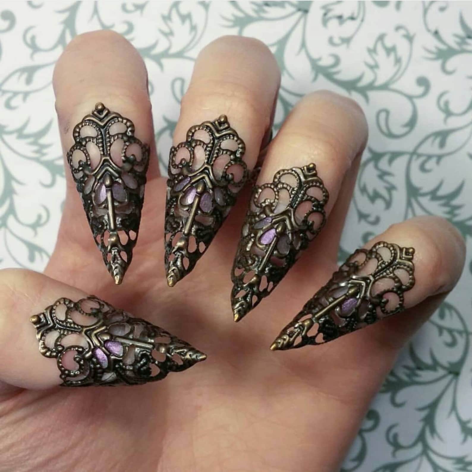 Bronze or Copper Witch Claws // Set of 5 // Nail Armor - Etsy