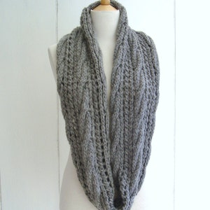 KNITTING PATTERN for Chunky Cable Lace Infinity Scarf Instant Digital ...