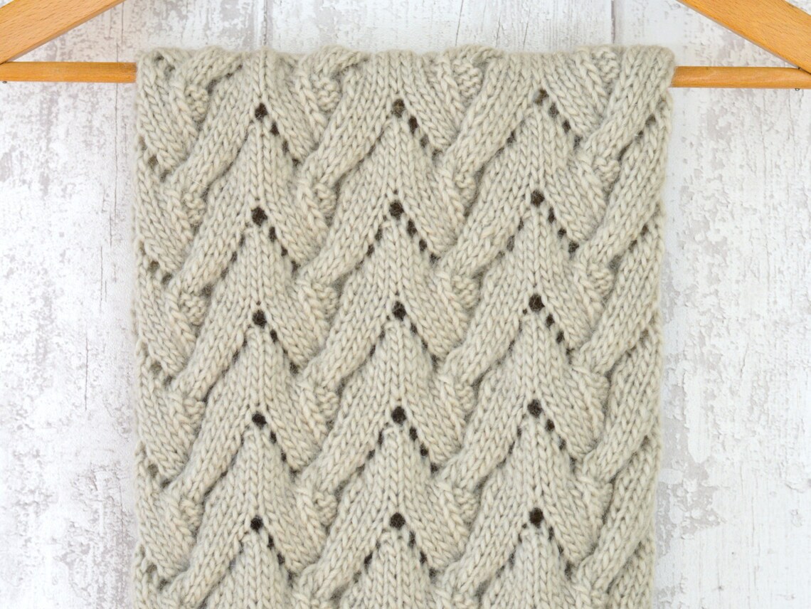 Knitting PATTERN Chevron Cable Lace Shawl Easy Knitting - Etsy