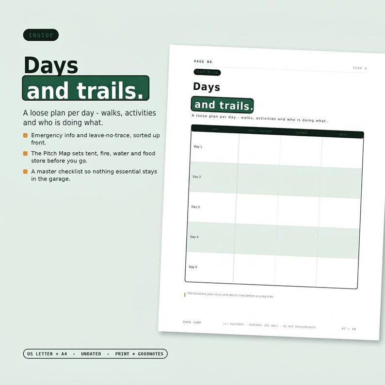 Base Camp Camping Planner | Trip Checklist, Log Book (digital Download ...