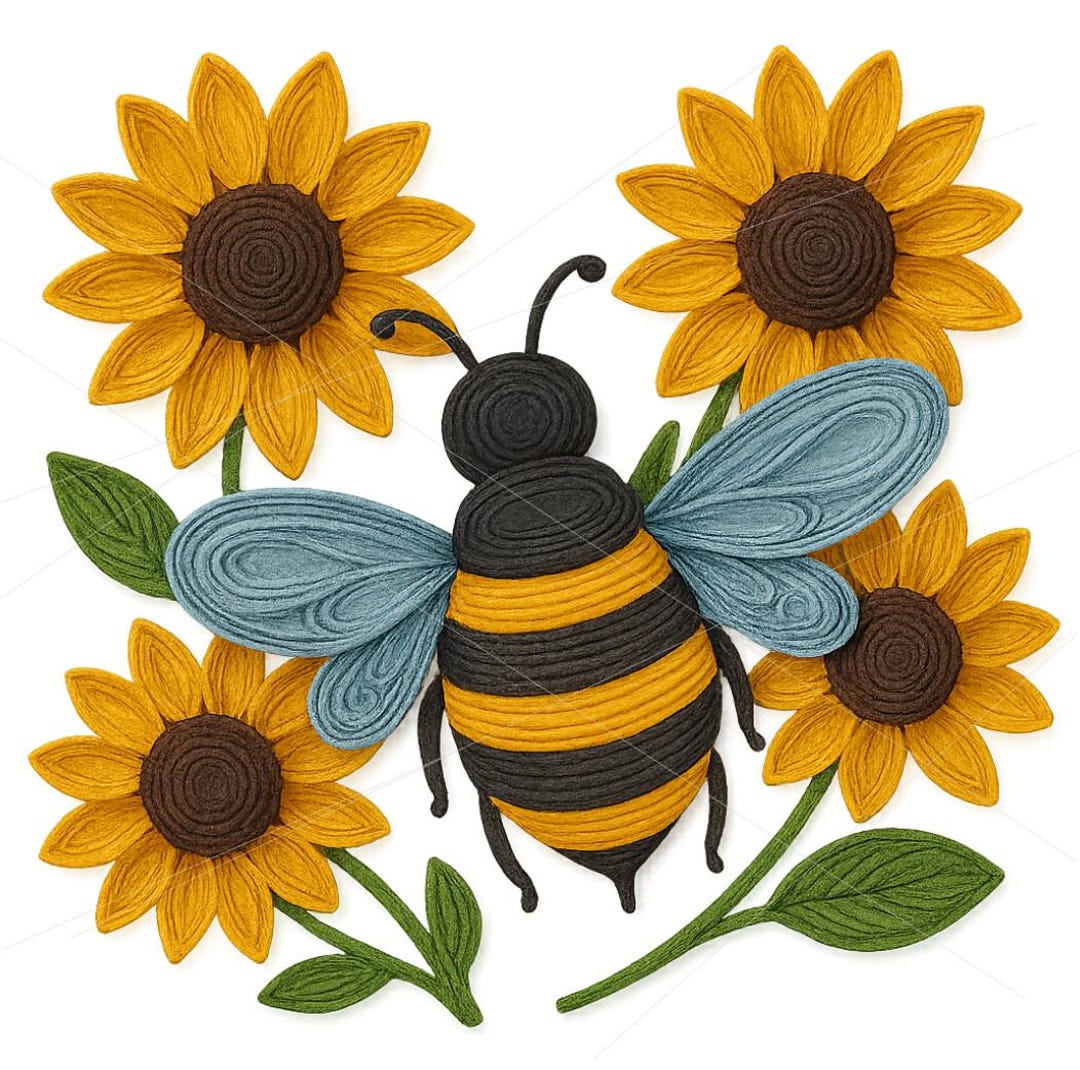 Paper Quill Sunflower Bee 3d Digital Image, for Sublimation, Waterslide ...