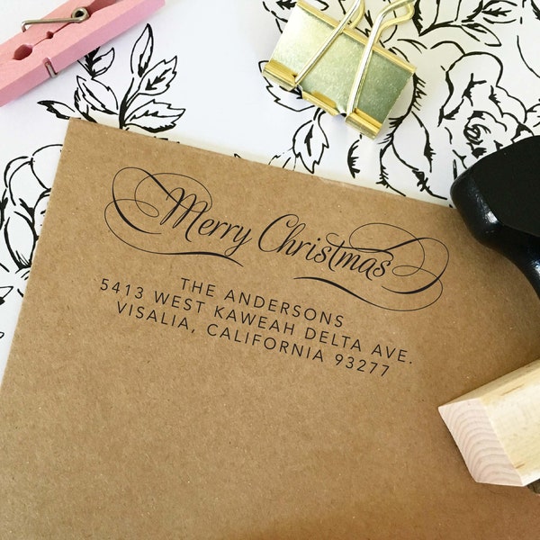 Return Address Stamp Christmas - Etsy