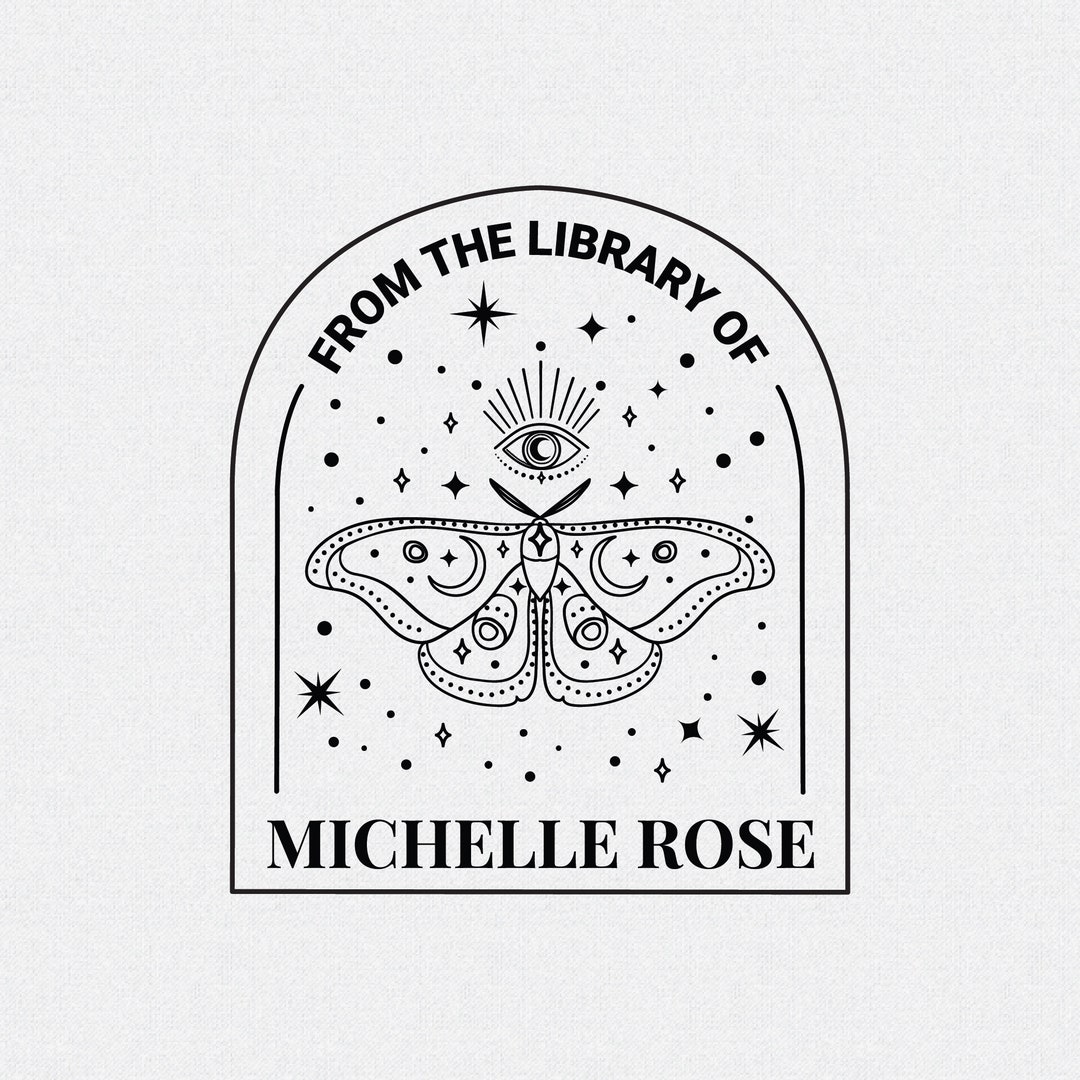 Personalized Moth Library Stamp: Custom Celestial Book Stamp - Etsy