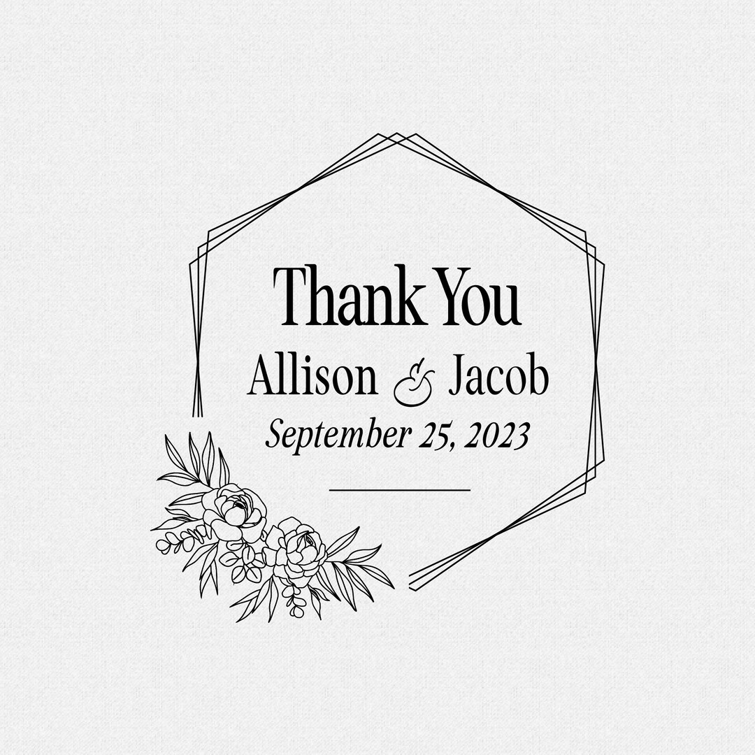 Custom Thank You Stamp, Wedding Favor, Self Inking Stamp, Hexagon Shape ...