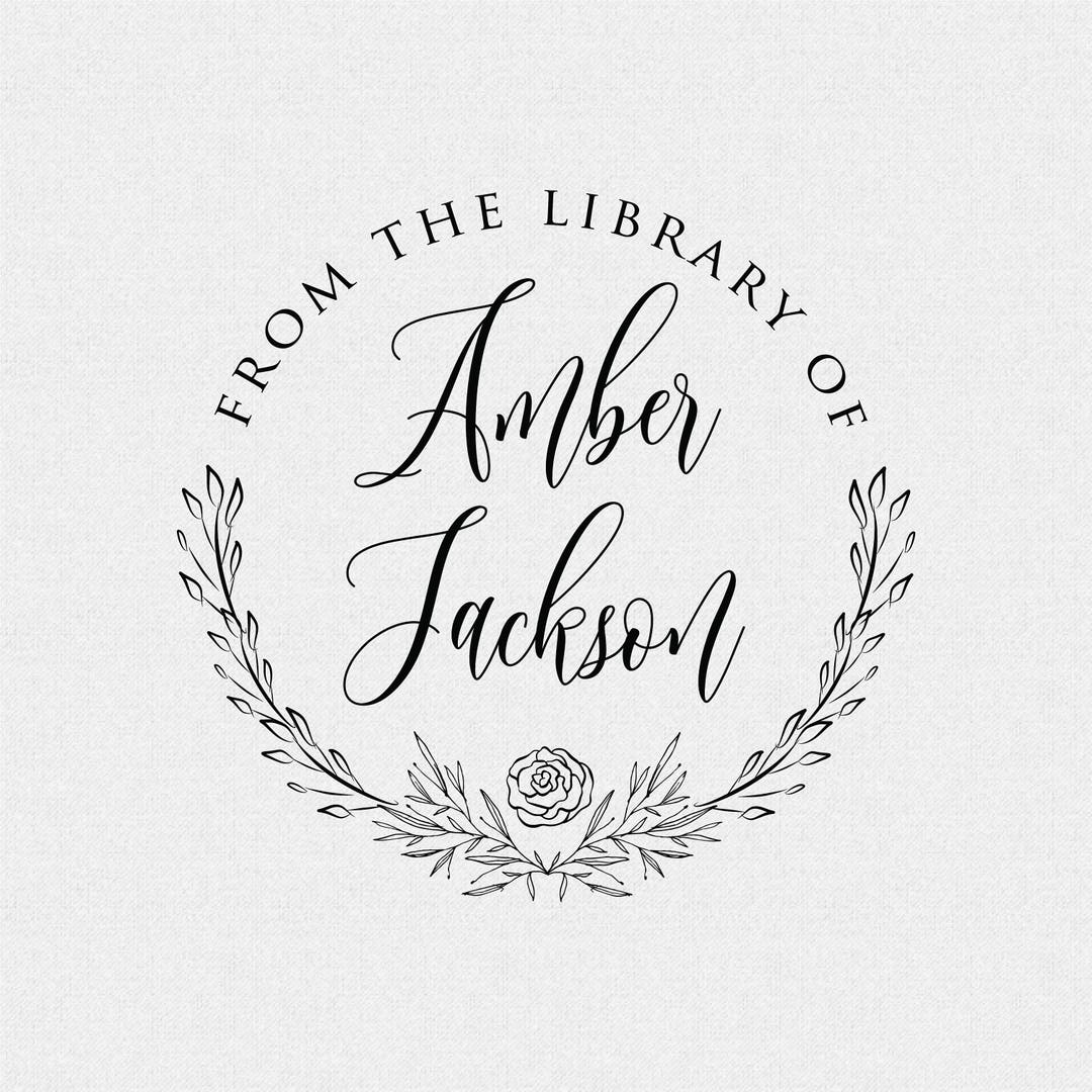 Library Book Stamp for Teachers, Book Plate Stamp, Rose Rubber Stamp ...
