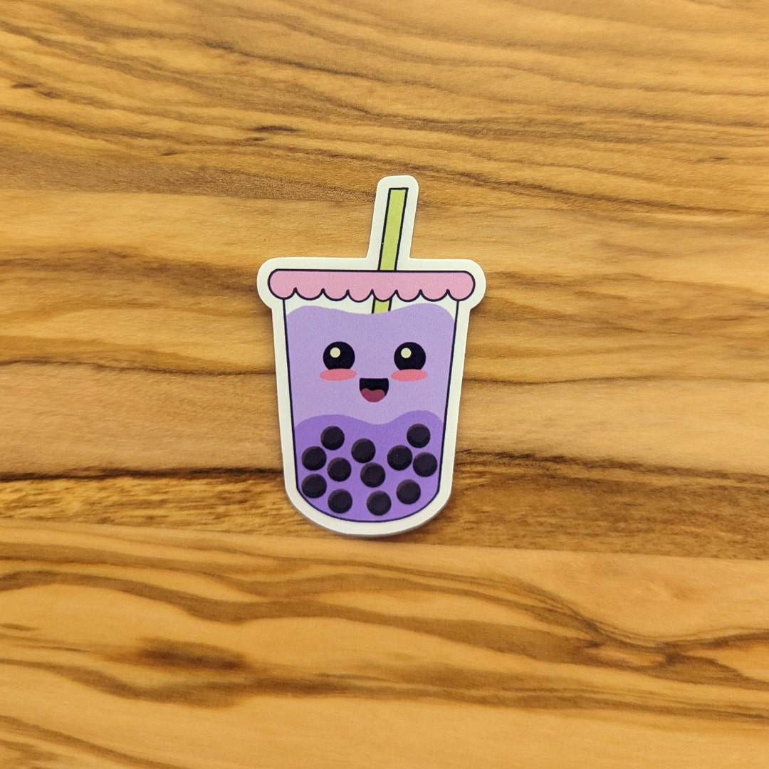 Taro Boba Tea Waterproof Vinyl Sticker Laptop Sticker, Kindle Sticker ...