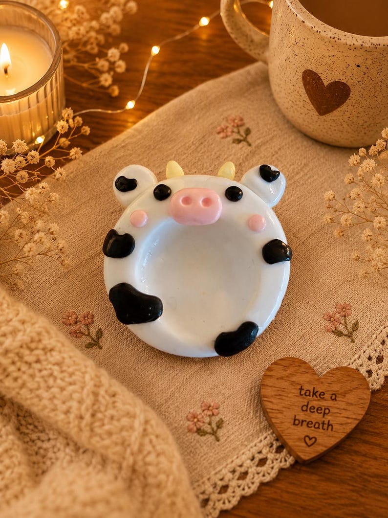 Handmade Cow Worry Stone | Pocket Hug, Anxiety Relief, Desk Companion ...