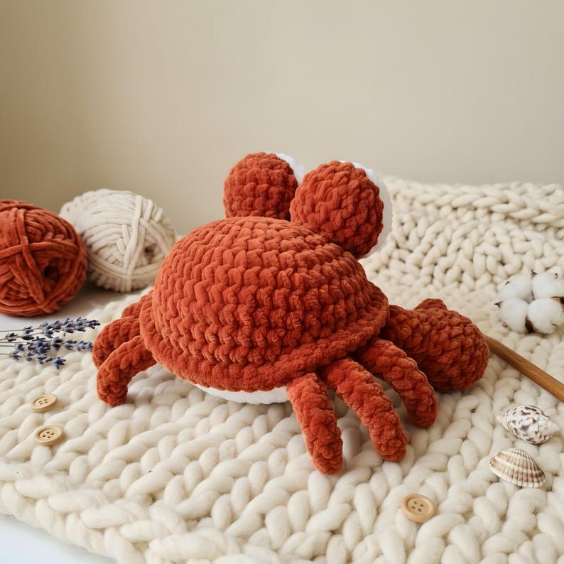Crochet Crab Amigurumi Pattern, Plush Two-color Sea Creature Toy ...